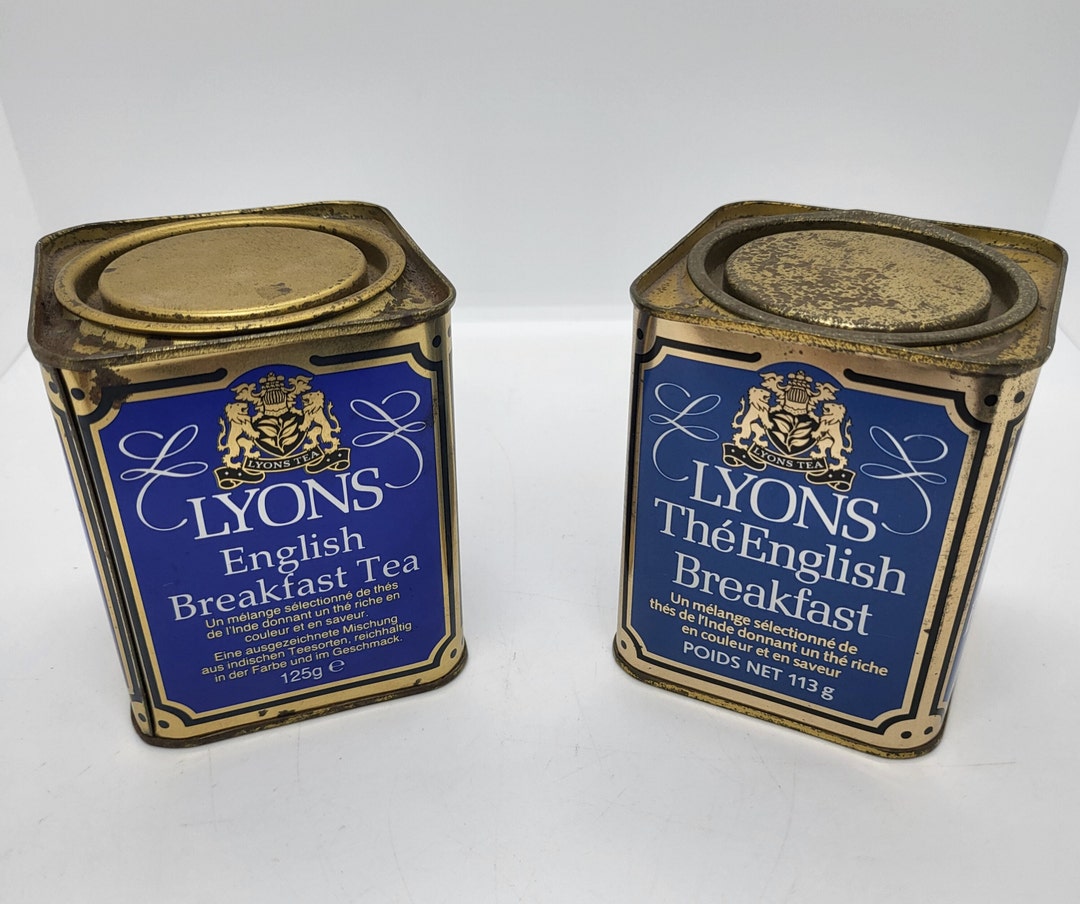 Lyons Tea Tin, English Breakfast Tin, Small Blue Tea Caddy, Rustic ...