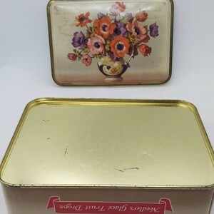 Vintage Sweet Tin, Needler's Glacé Fruit Drops Tin, Vintage Floral ...