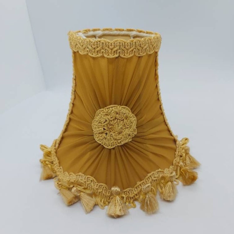 Lighting Lamp Shades vintage home decor Vintage gold tassel lamp shade ...