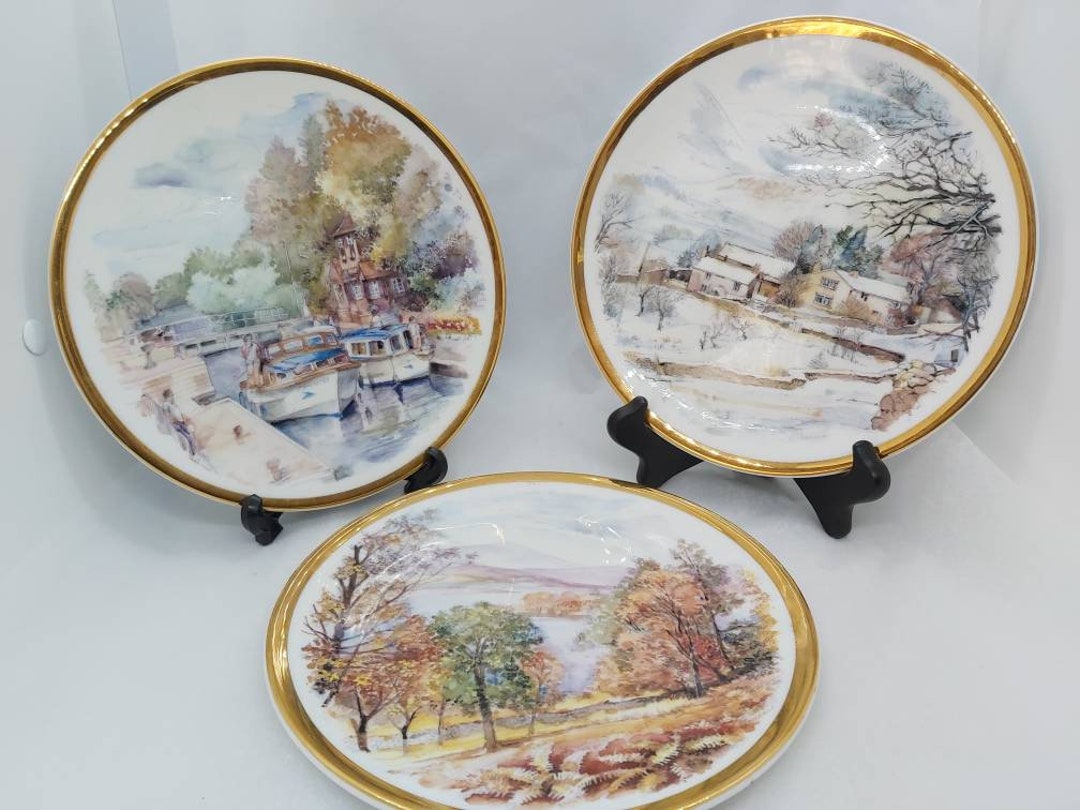 Vintage Sovereign China Plate: England's Four Seasons Collectible - Etsy