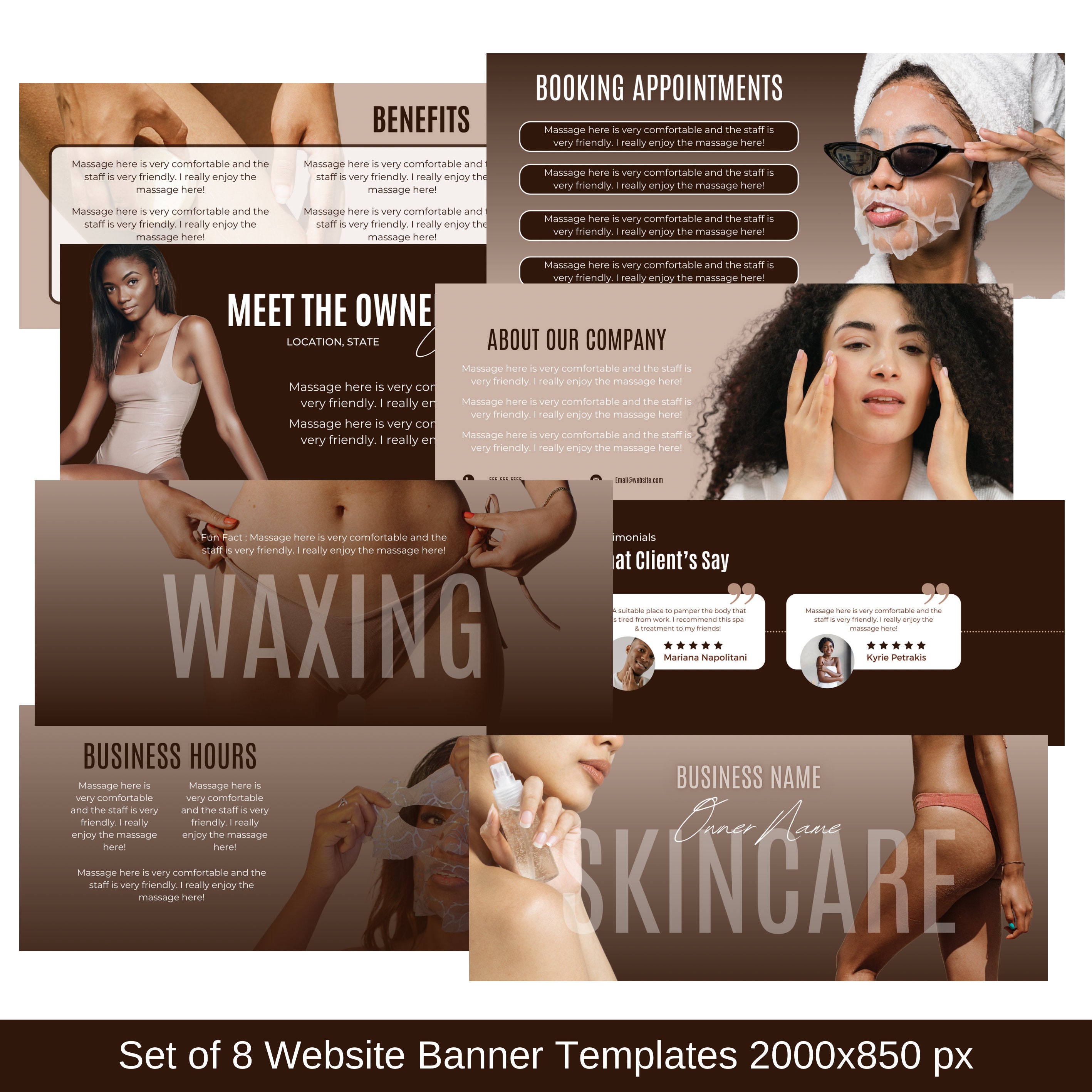 Acuity Site Banners, Website Template, Spa Website, Massage Therapist, Editable Business Site ...