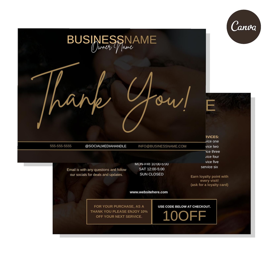 Editable Business Thank You Card, Thank You Card Template, Canva ...