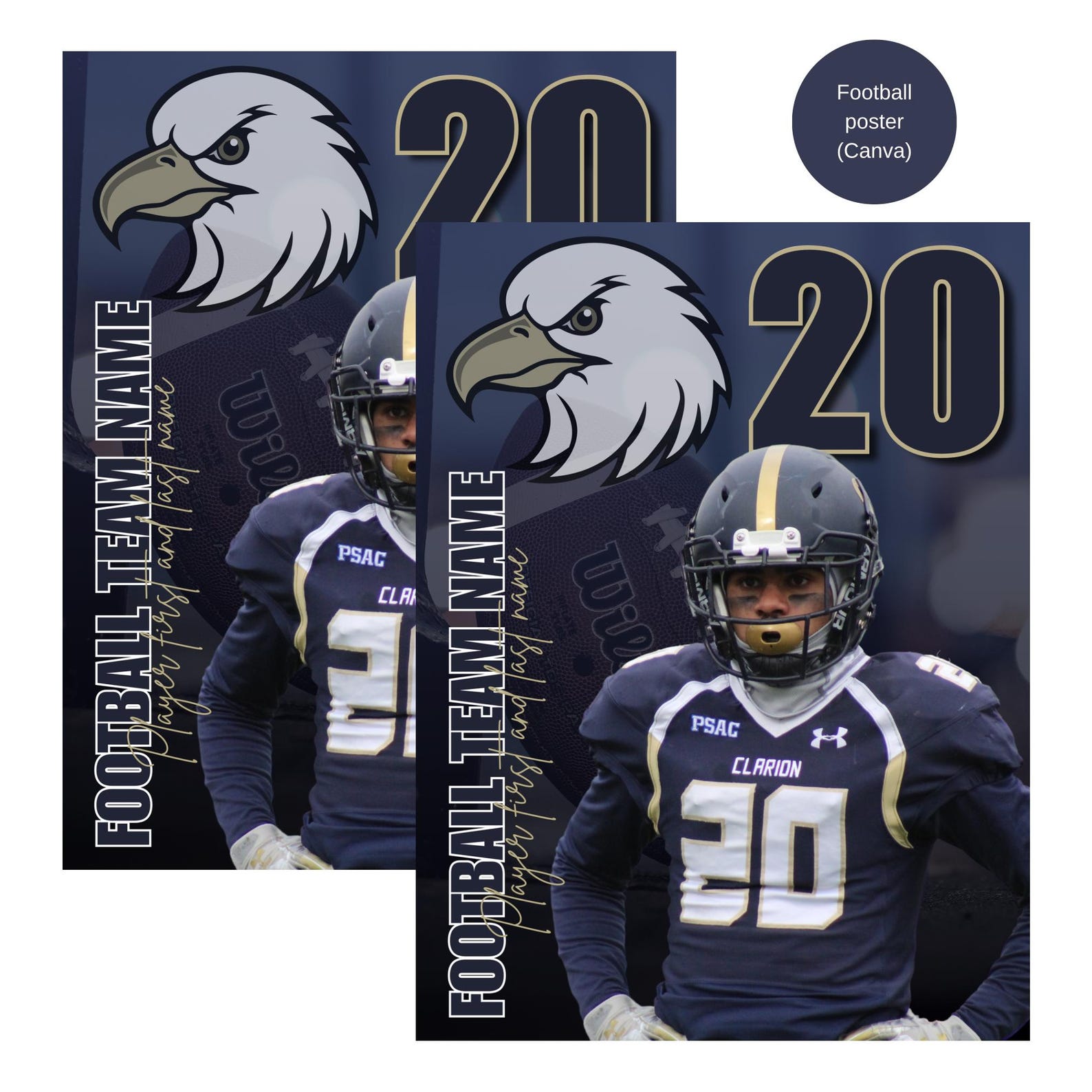 Football Poster Template, Editable Canva High School and College Sports ...