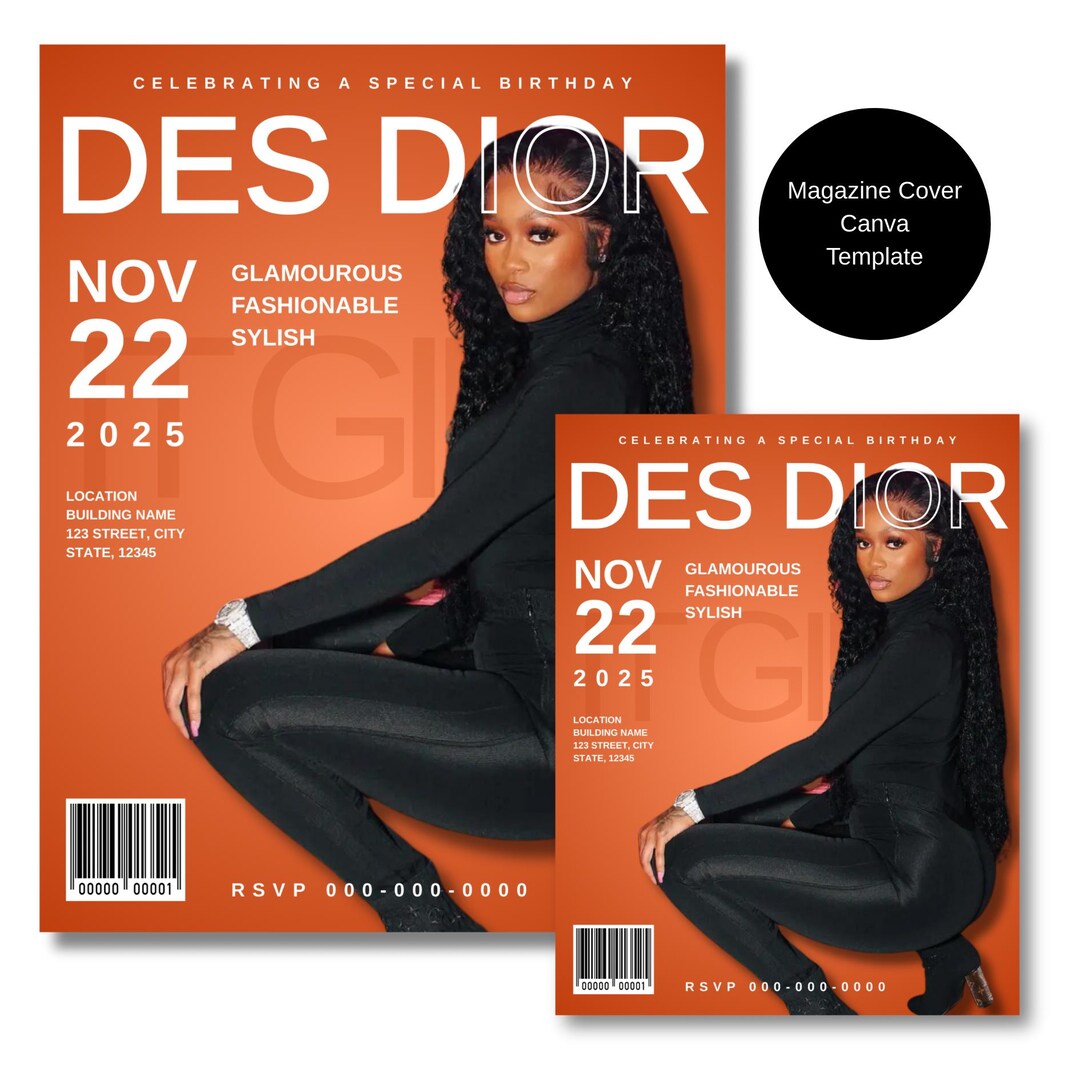 Editable Magazine Cover, Canva Magazine Cover Template, Magazine Party ...