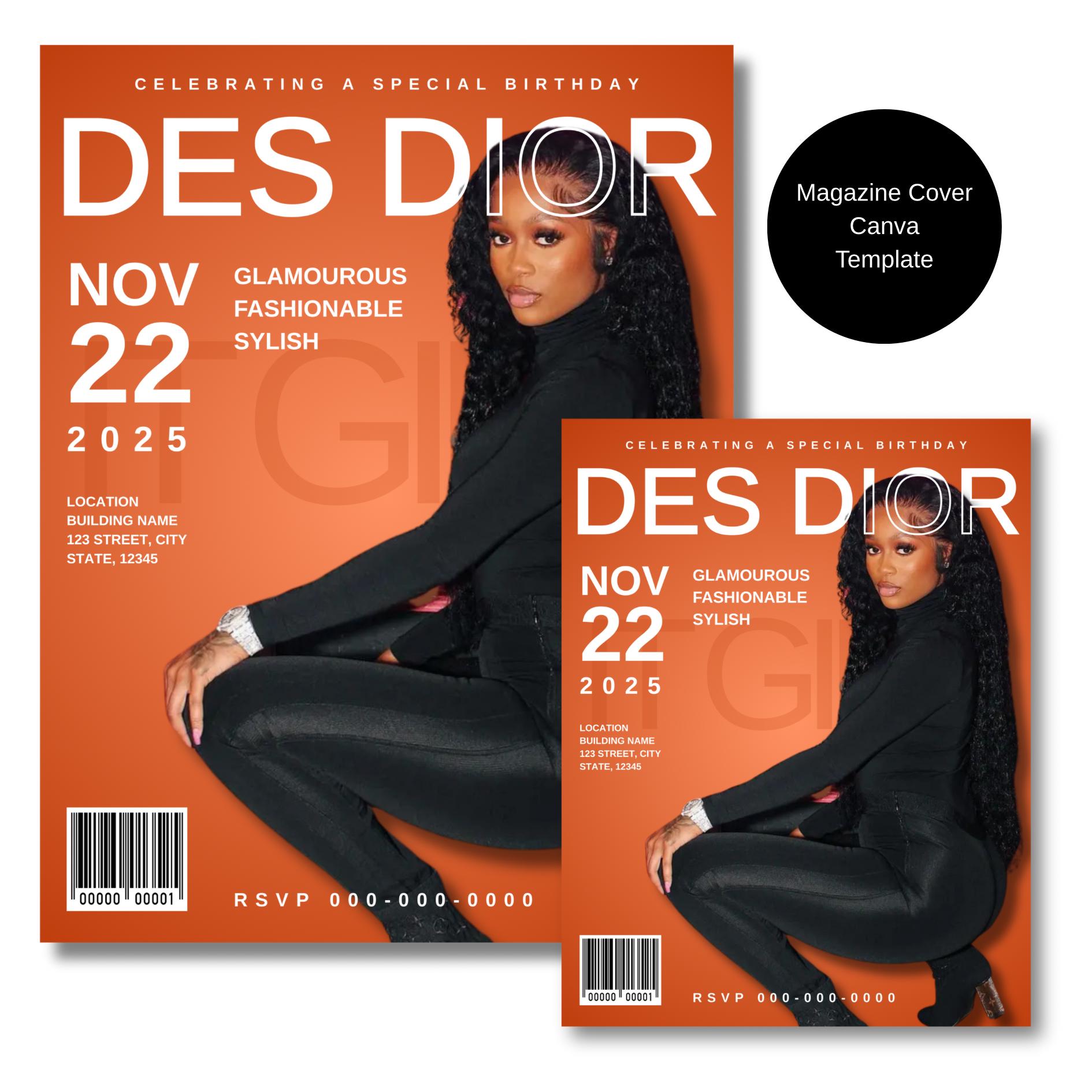 Editable Magazine Cover, Canva Magazine Cover Template, Magazine Party ...