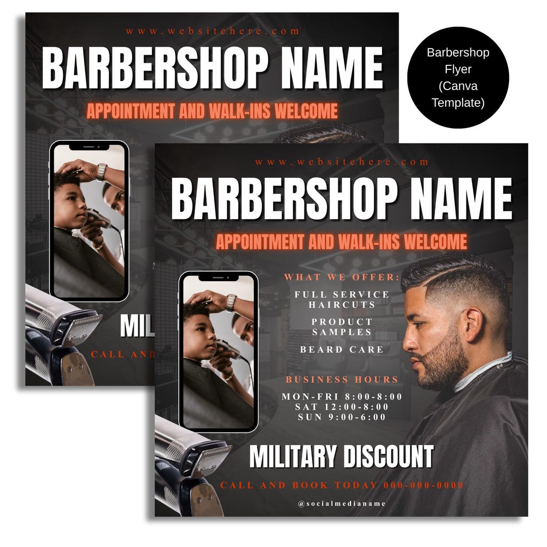 Editable Barbershop Flyer, Barbering Ad, Business Social Media Posts ...