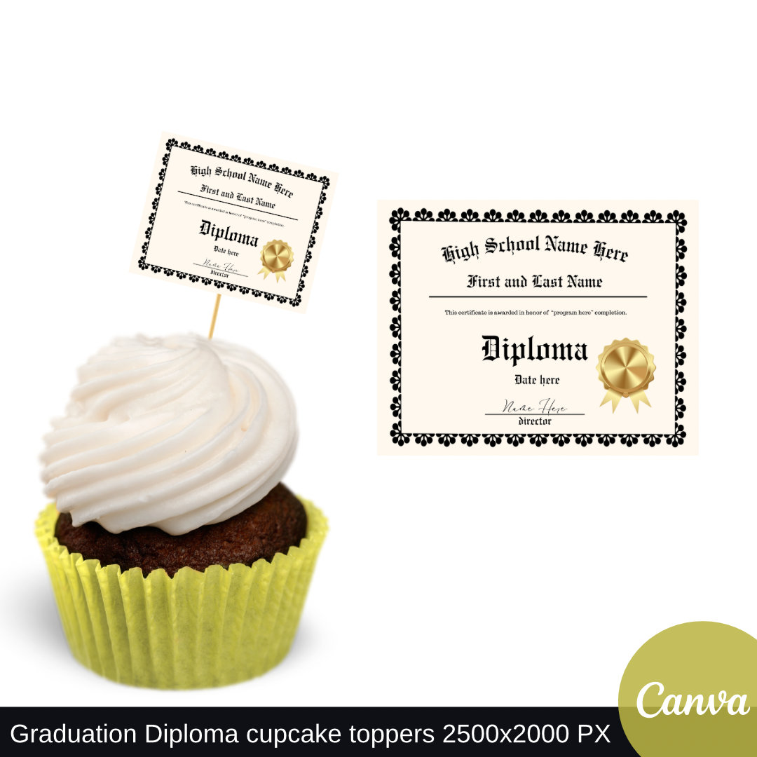 Mini Diploma Cupcake Toppers, Graduation Certificates, Graduation ...