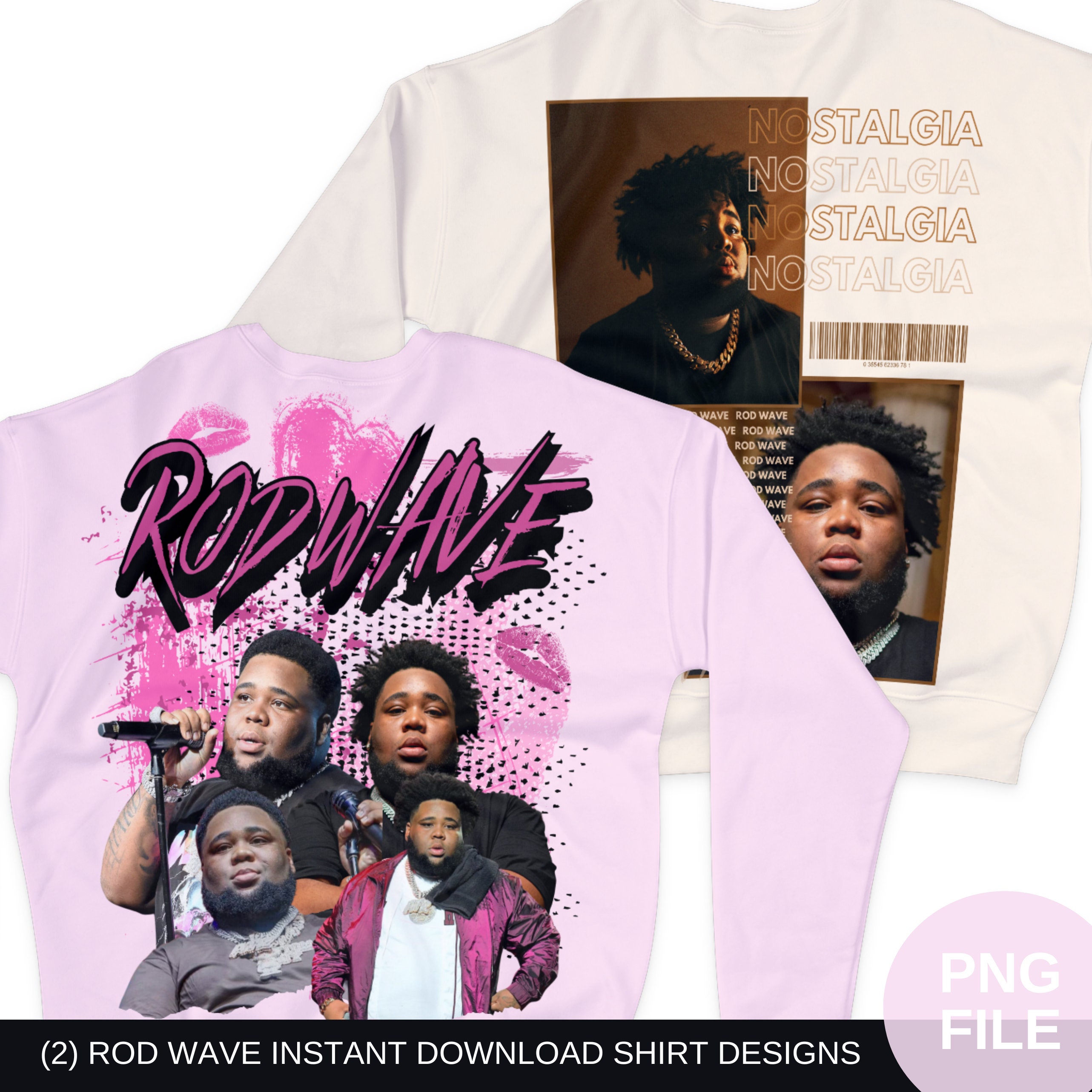 Set of Rod Wave Shirt Designs, Nostalgia Tee, Pink Rod Wave Tshirt ...