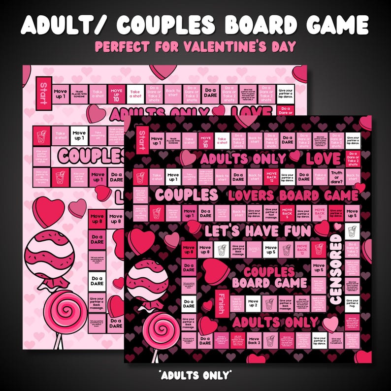 Customizable Couple’s Night Board Game, Board Game Template, Editable ...