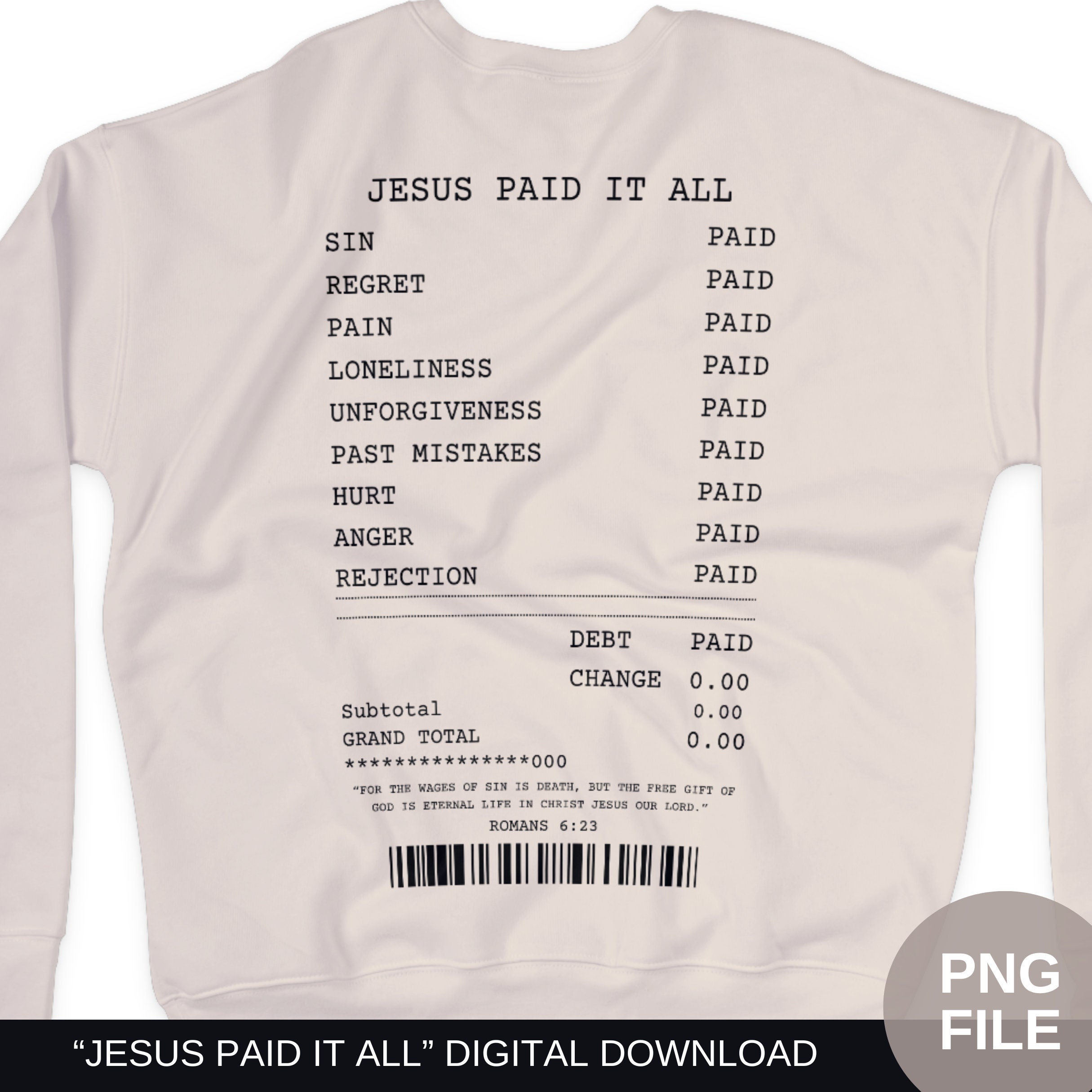 Jesus Paid It All Shirt Png, Jesus Paid for Our Sins Receipt Svg ...