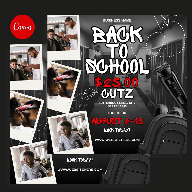 Editable Barbering Flyer, Back to School Flyer for Barbers, Social ...