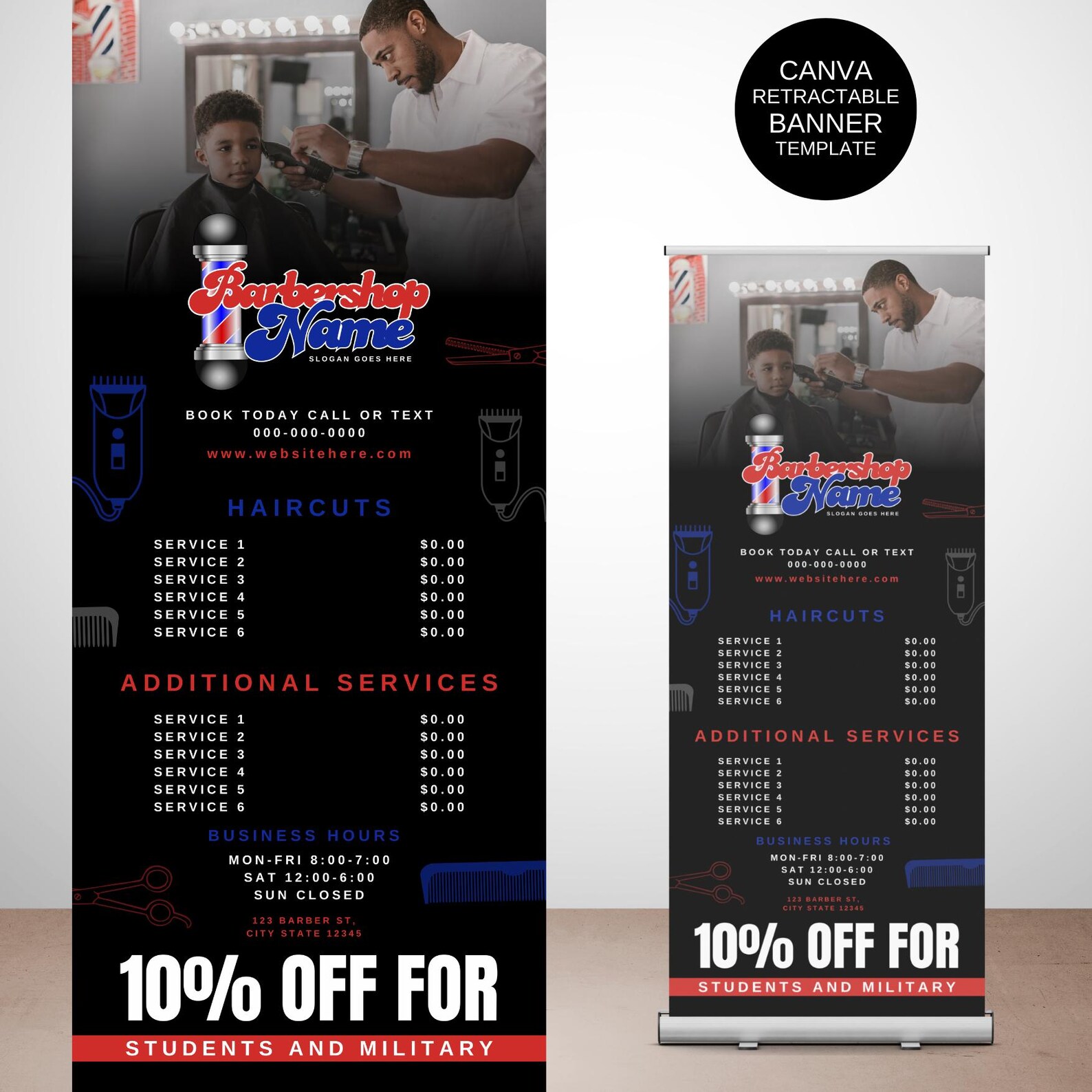 Retractable Barber Banner, Pop up Shop Retractable Banner, Posters for ...