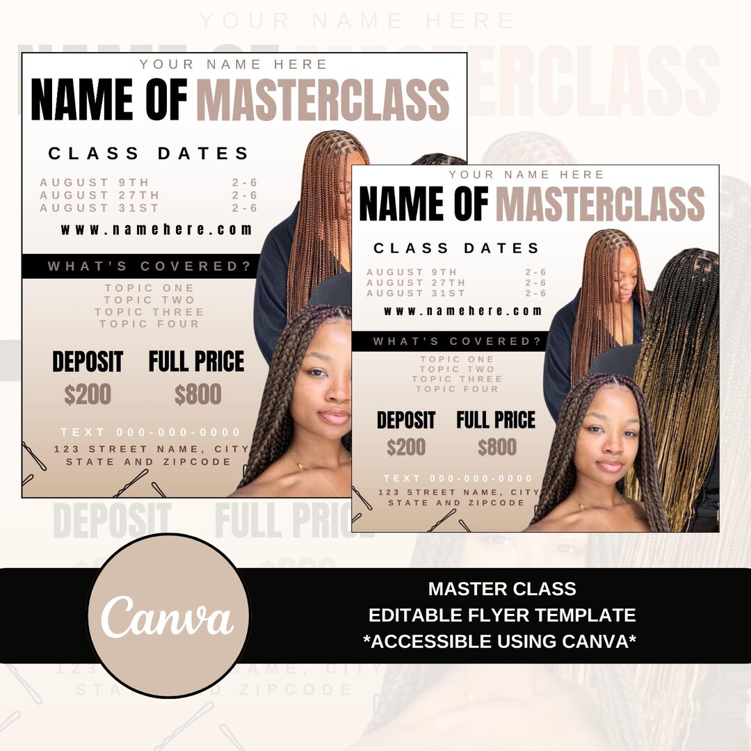 Editable Business Master Class Flyer, Aesthetic Make up Class Flyer ...