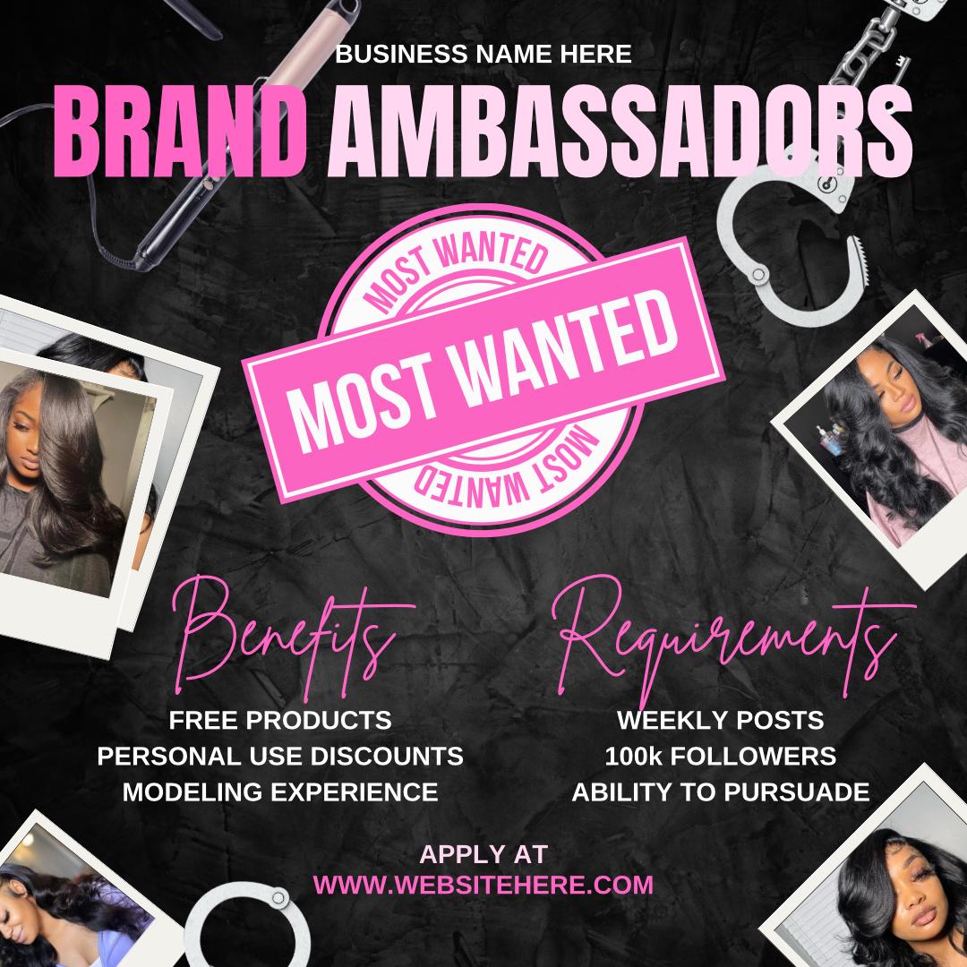 Editable Brand Ambassadors Wanted Flyer, Canva Social Media Post ...