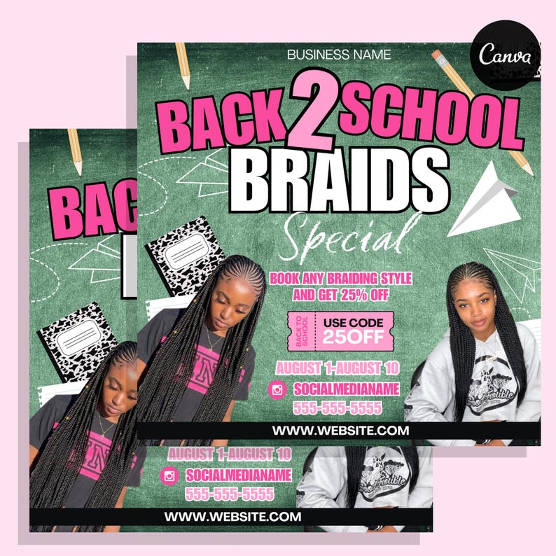 Editable Canva Back to School Flyer, Instagram Posts, School Chalkboard ...