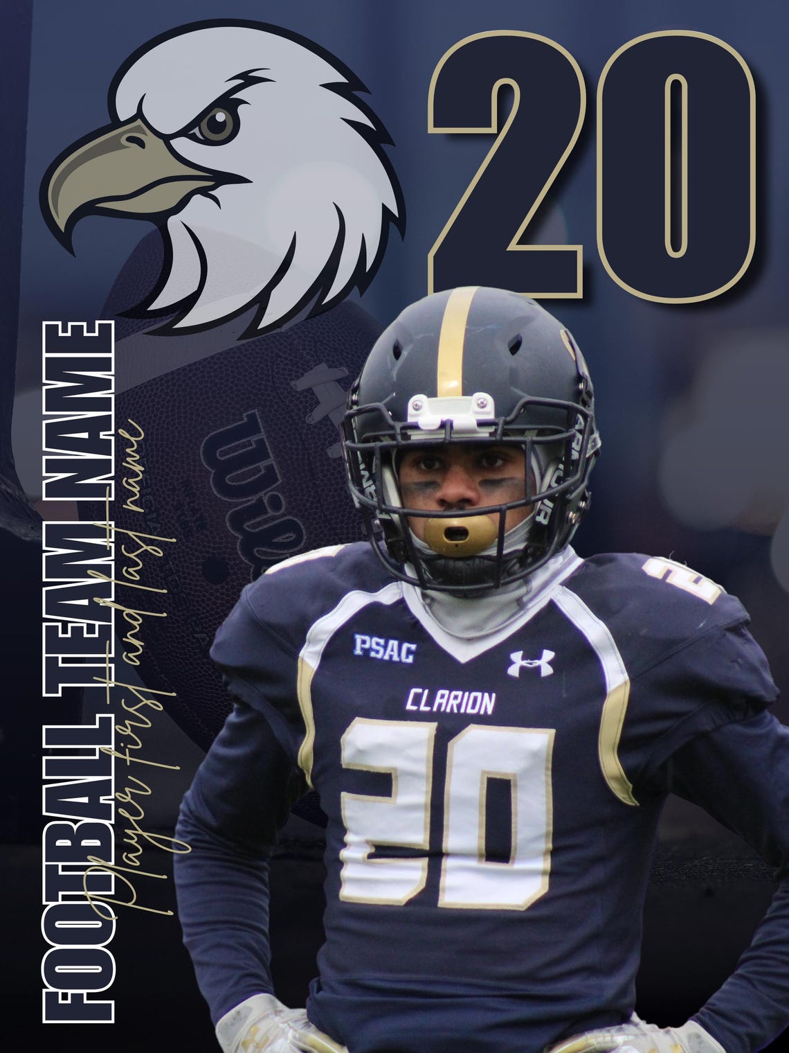 Football Poster Template, Editable Canva High School and College Sports ...