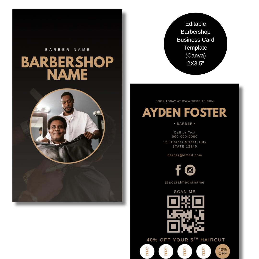Editable Barbershop Business Cards, Professional Barber Cards ...