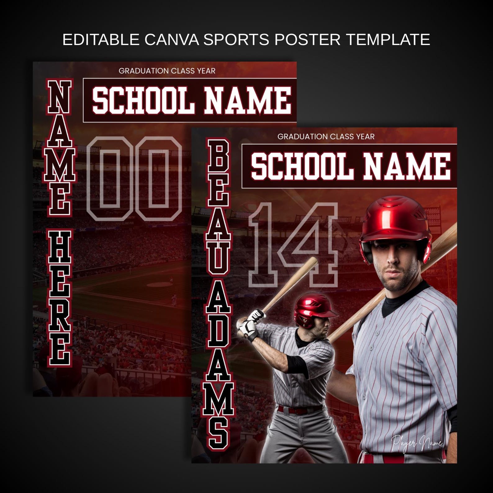 Canva Sports Poster, Baseball or Football Player Poster Template, High ...