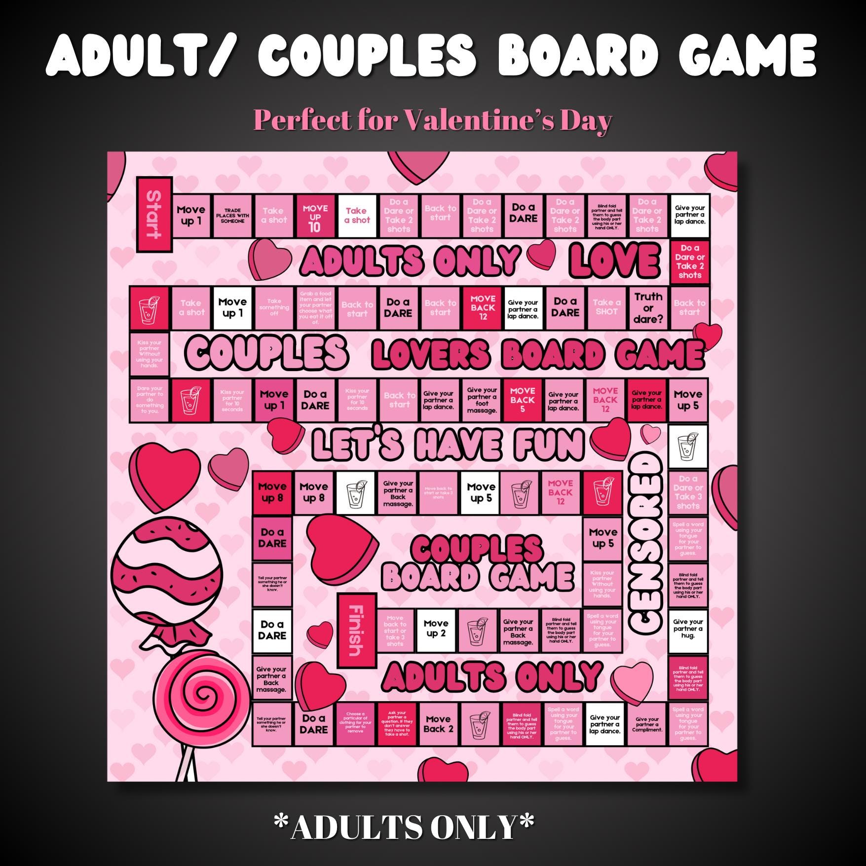 Couple Night Board Game, Canva Board Game Template, Editable Couples ...