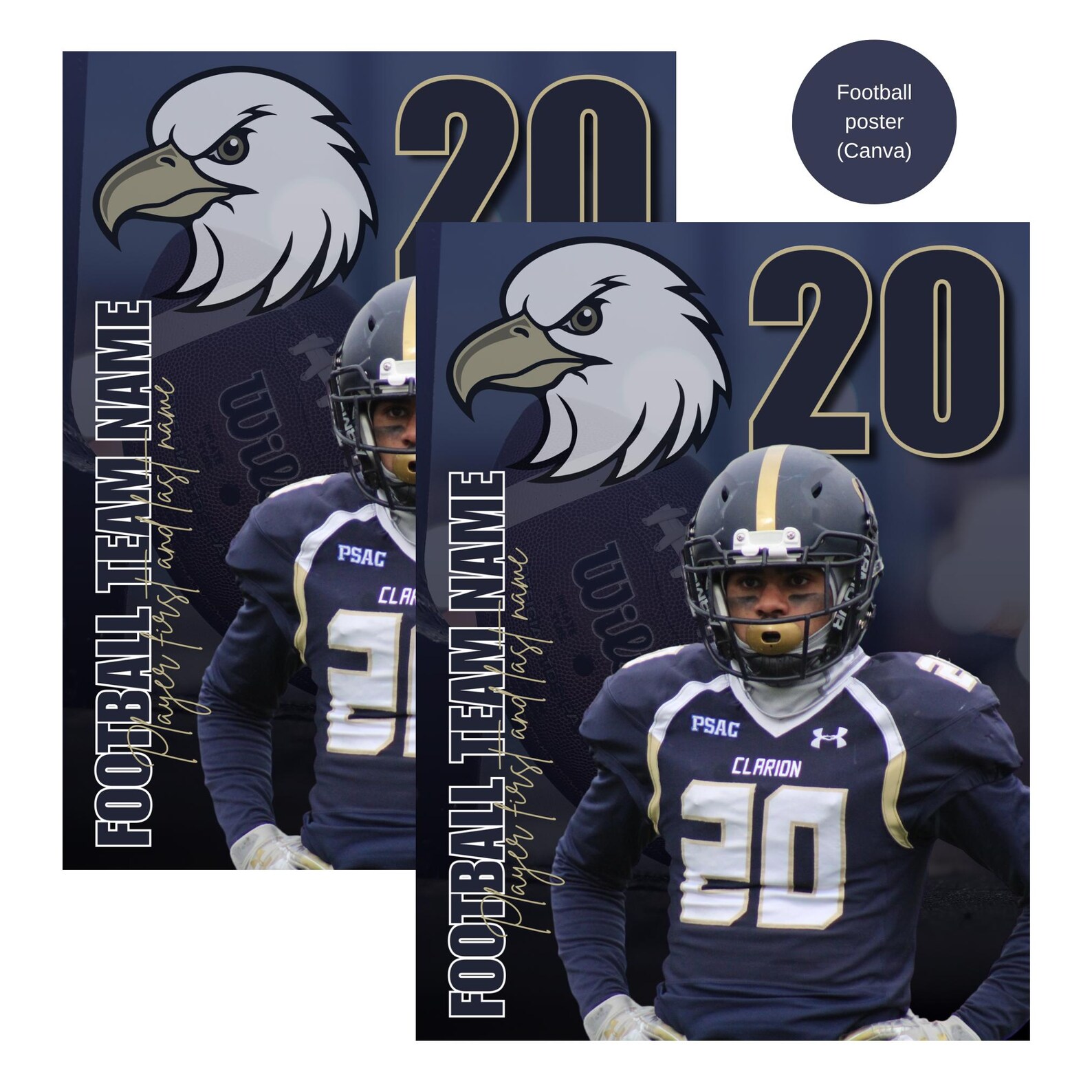 Football Poster Template, Editable Canva High School and College Sports ...