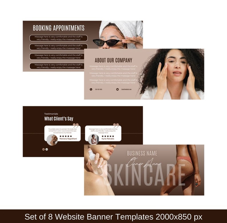 Acuity Site Banners, Website Template, Spa Website, Massage Therapist, Editable Business Site ...