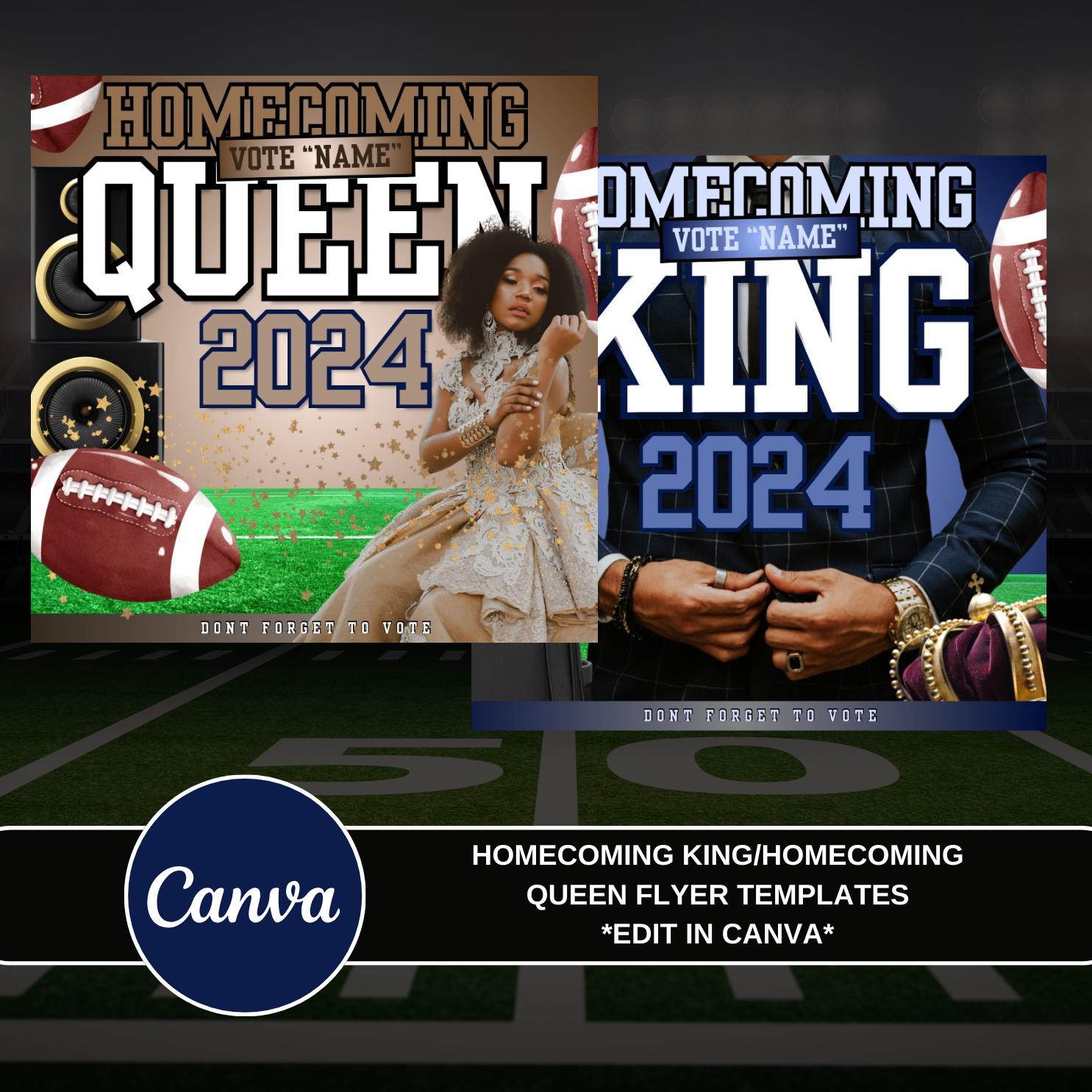 Editable Homecoming King and Home Queen Flyer Set, Two Homecoming ...