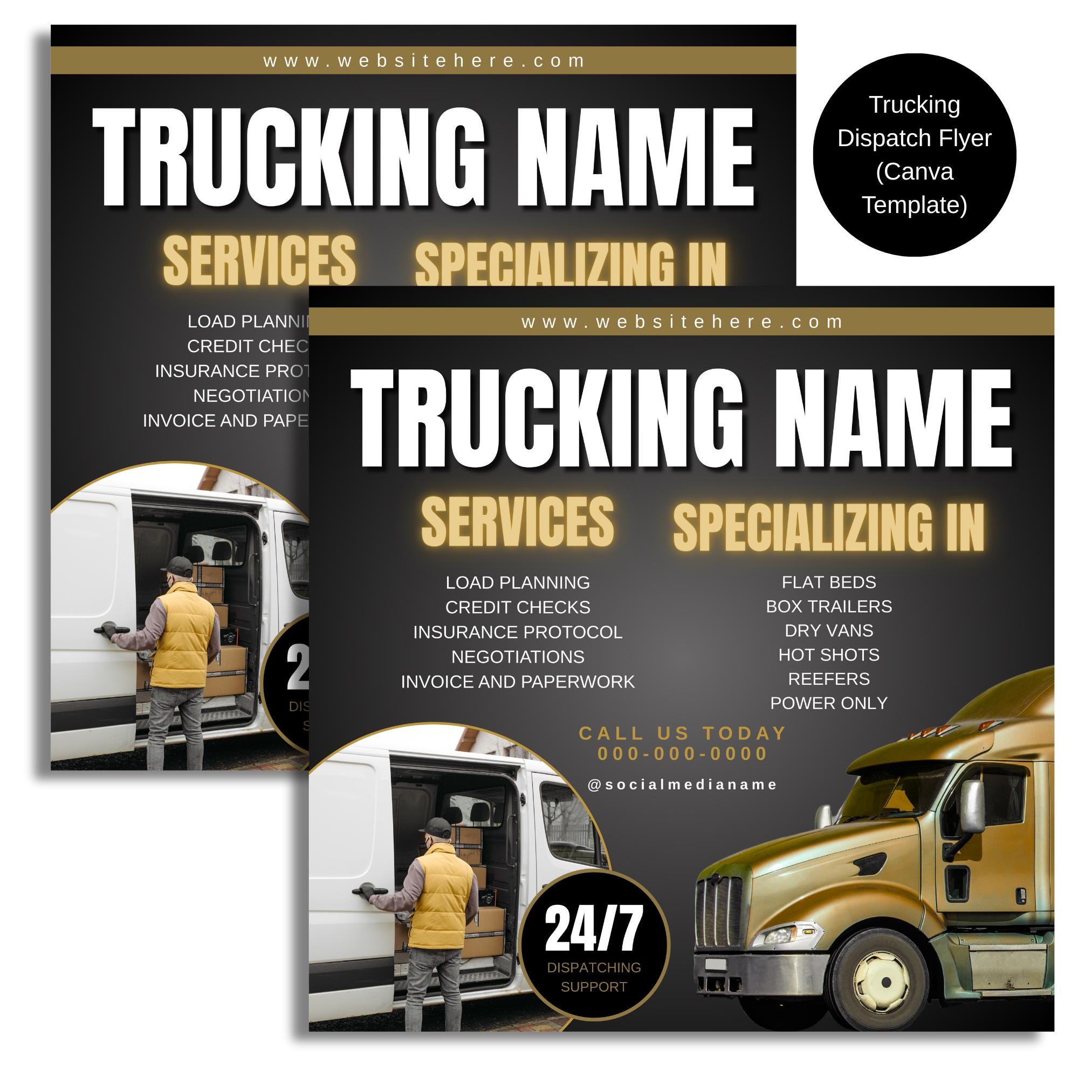 Editable Trucking Dispatch Flyer, Trucking Company Social Media Flyer ...