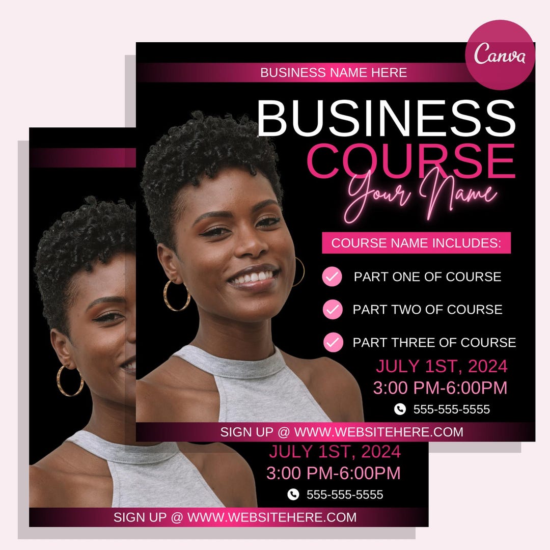 Custom Course Flyer, Business Class Template, Editable Canva Flyer ...