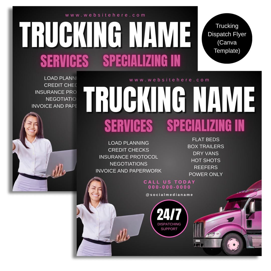 Editable Trucking Dispatch Flyer, Trucking Company Social Media Flyer ...