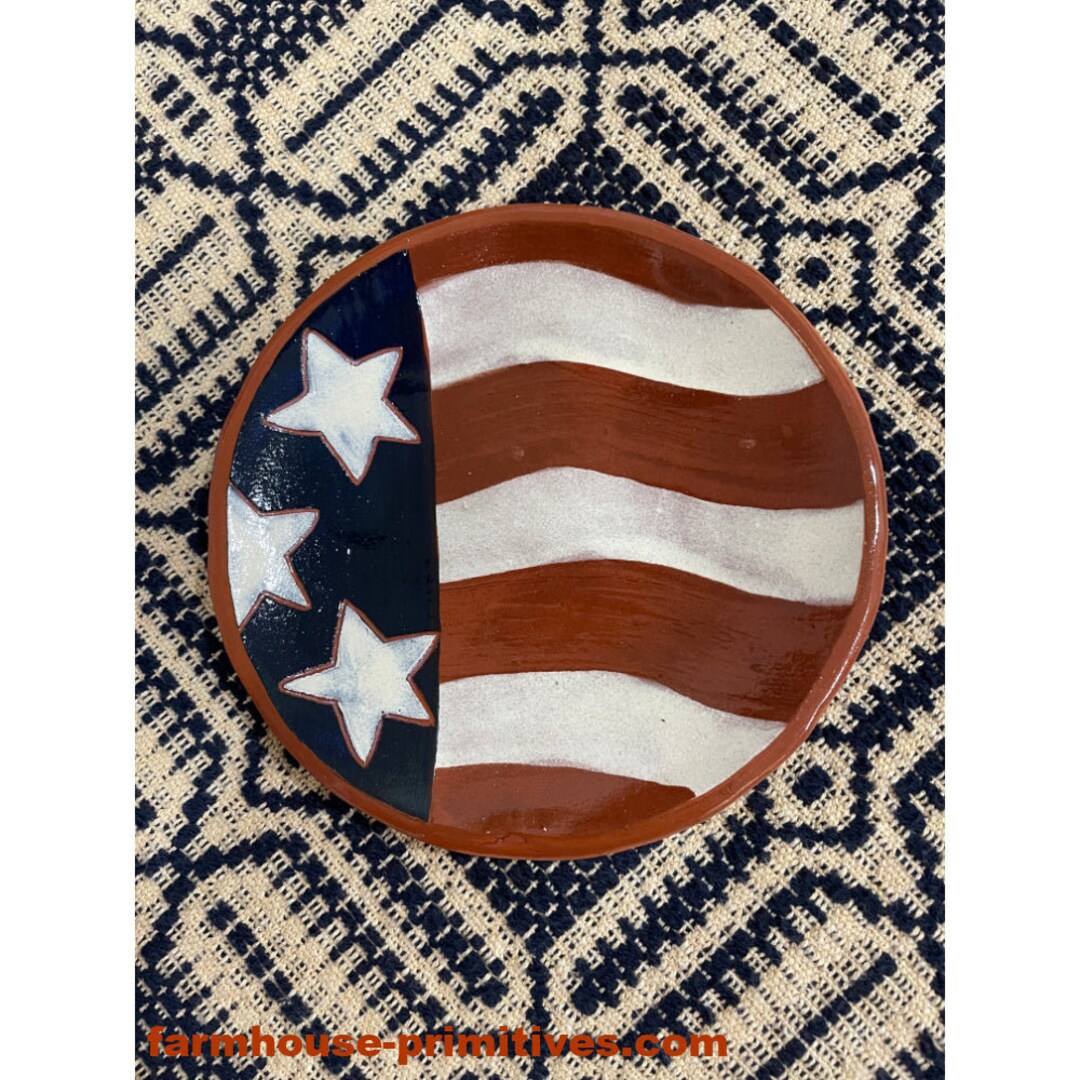 Patriotic Redware Plate - Etsy