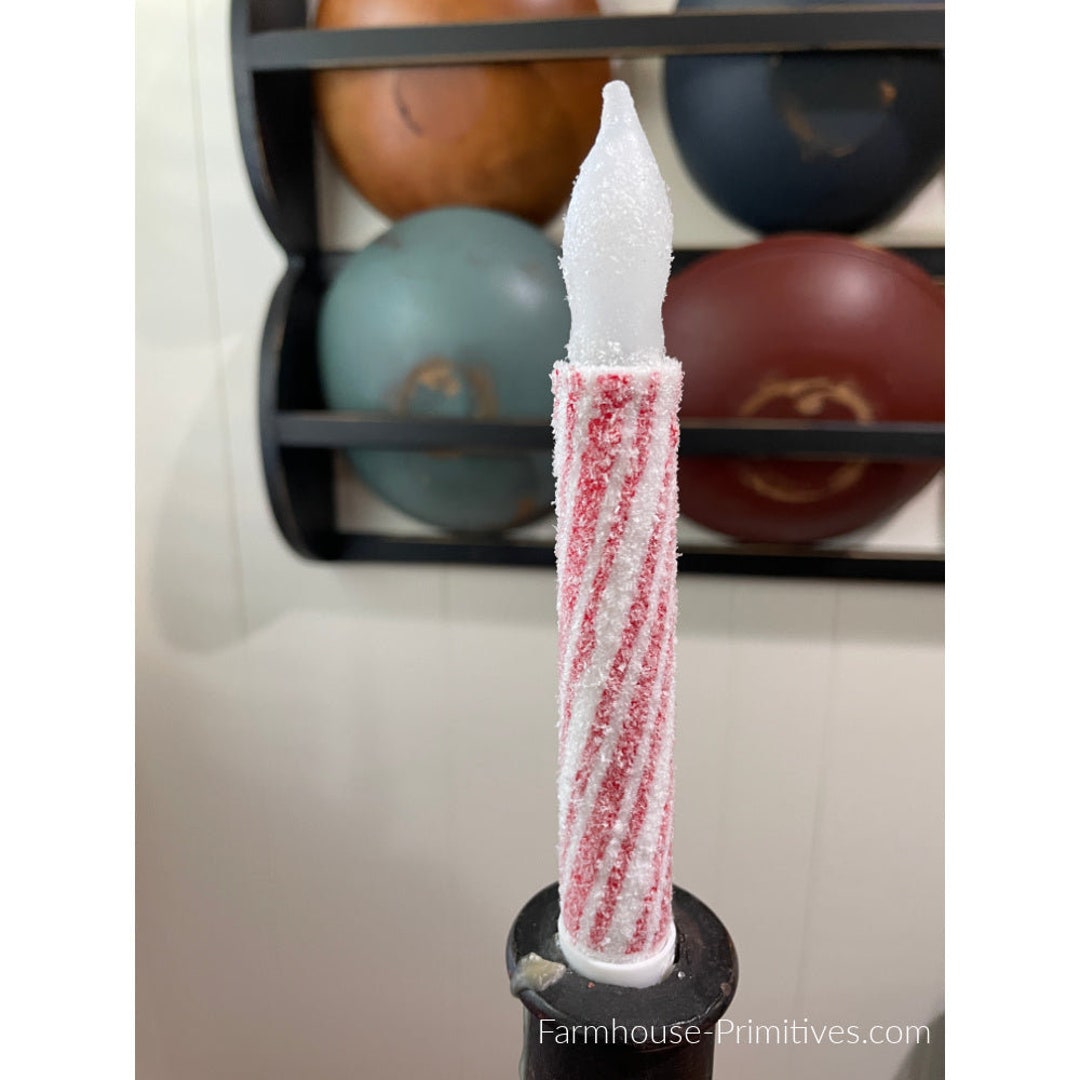 Candy Cane Timer Taper Candle - Etsy