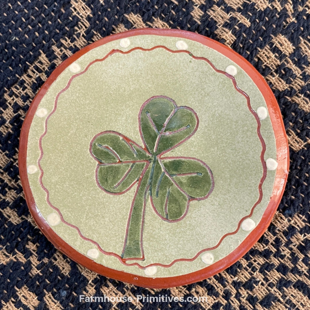 Shamrock Redware Plate - Etsy
