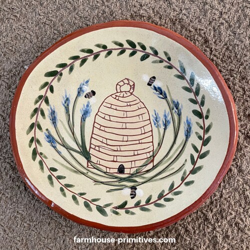 9 Redware Slipware Hand Crafted Plate Tulips Heart - Etsy