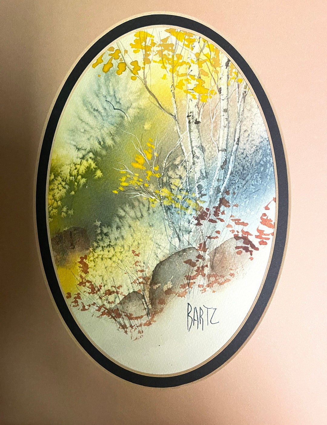 SALE Watercolor Aspen Trees Diane C Bartz Original Gorgeous Vintage ...