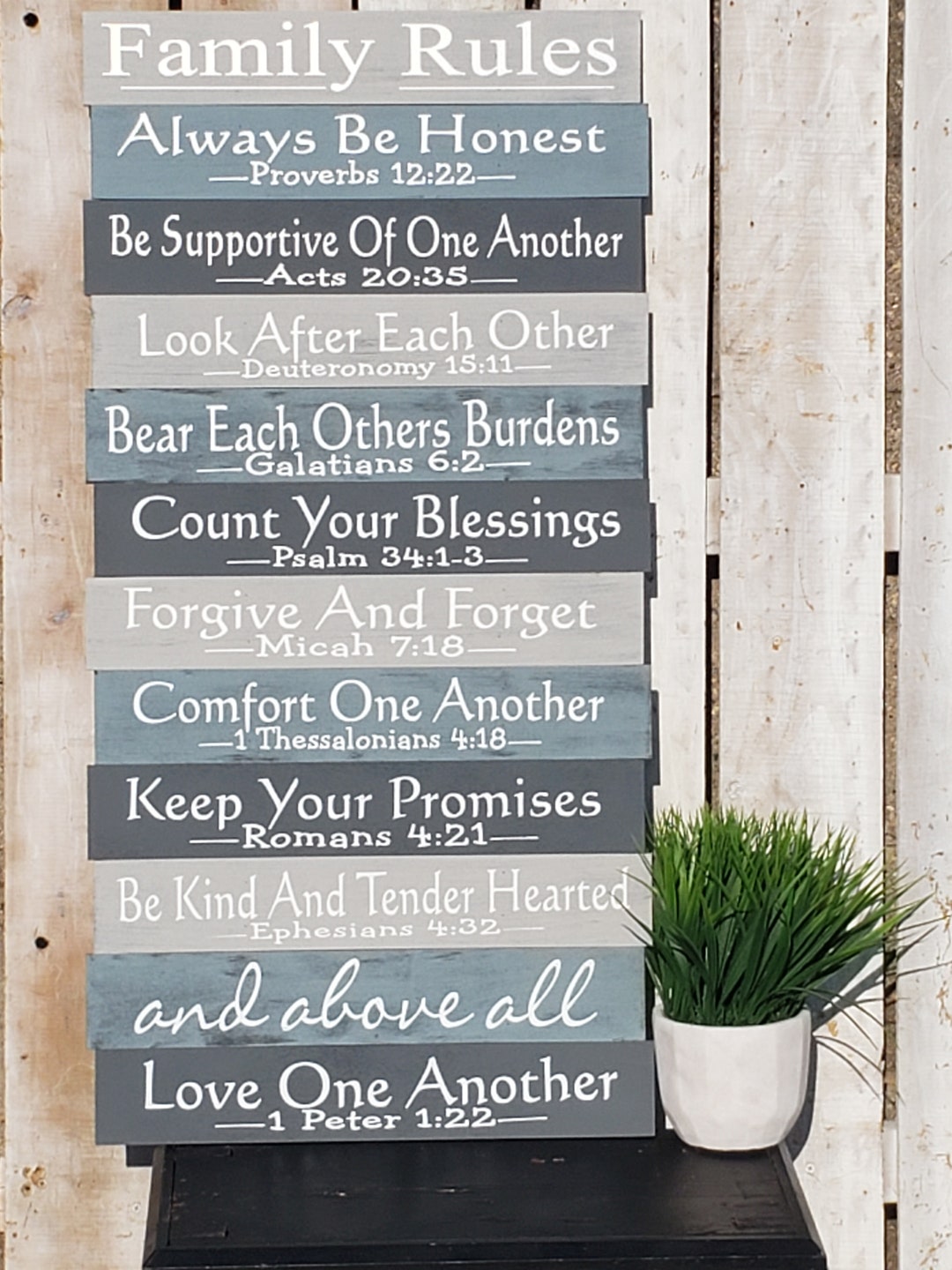 Christian Family Rules Sign, Religious Family Wall Decor, Religious ...