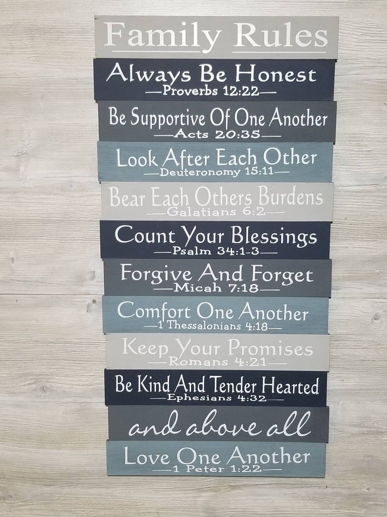 Christian Family Rules Sign Colorful Religious Family Wall - Etsy