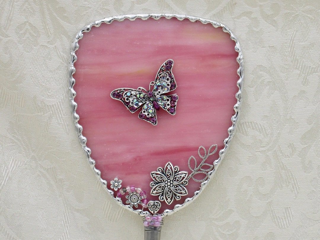 Large Hand Held Mirror Long Handled Mirror Butterfly Mirror - Etsy