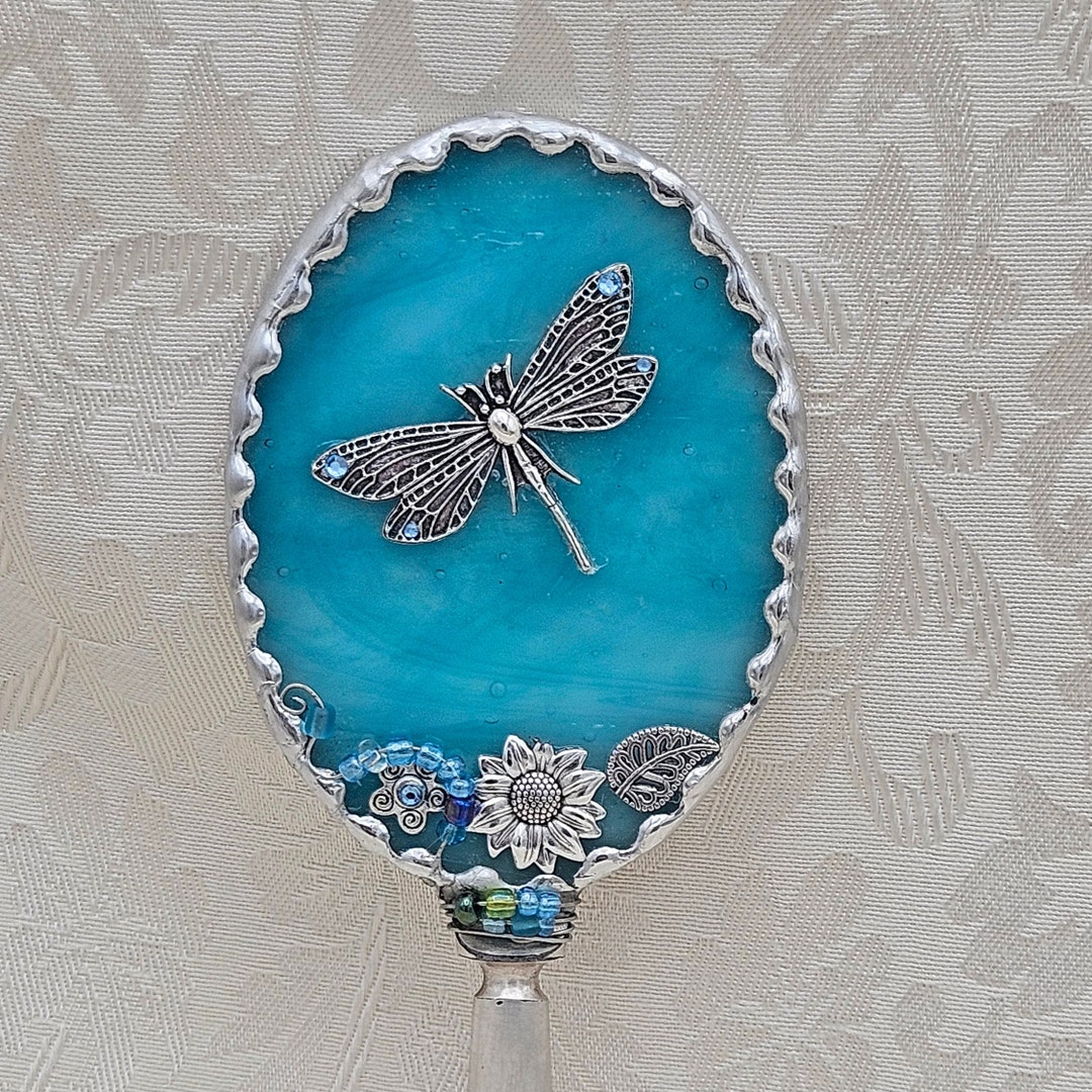 Hand Held Stained Glass Mirror, Dragonfly Mirror - Etsy