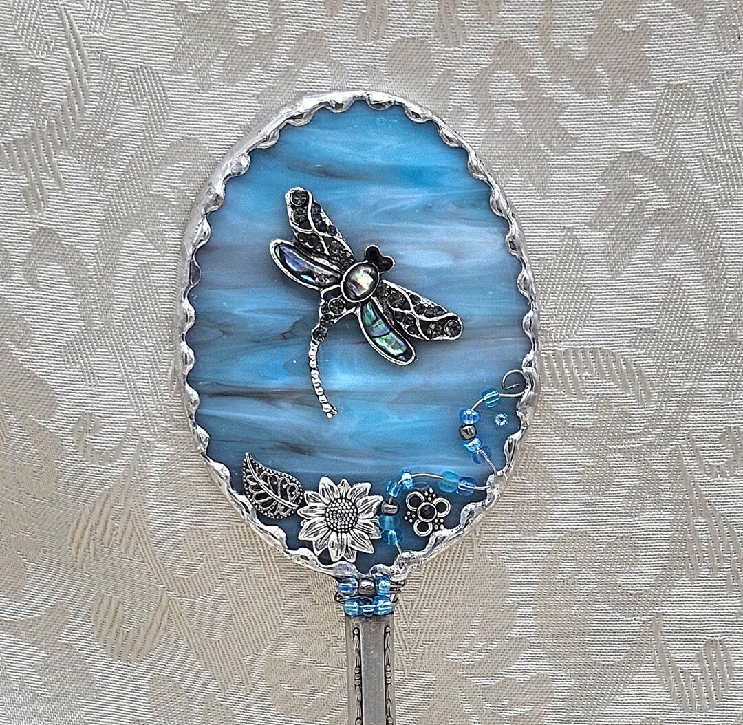 Hand Held Stained Glass Mirror, Dragonfly Mirror - Etsy