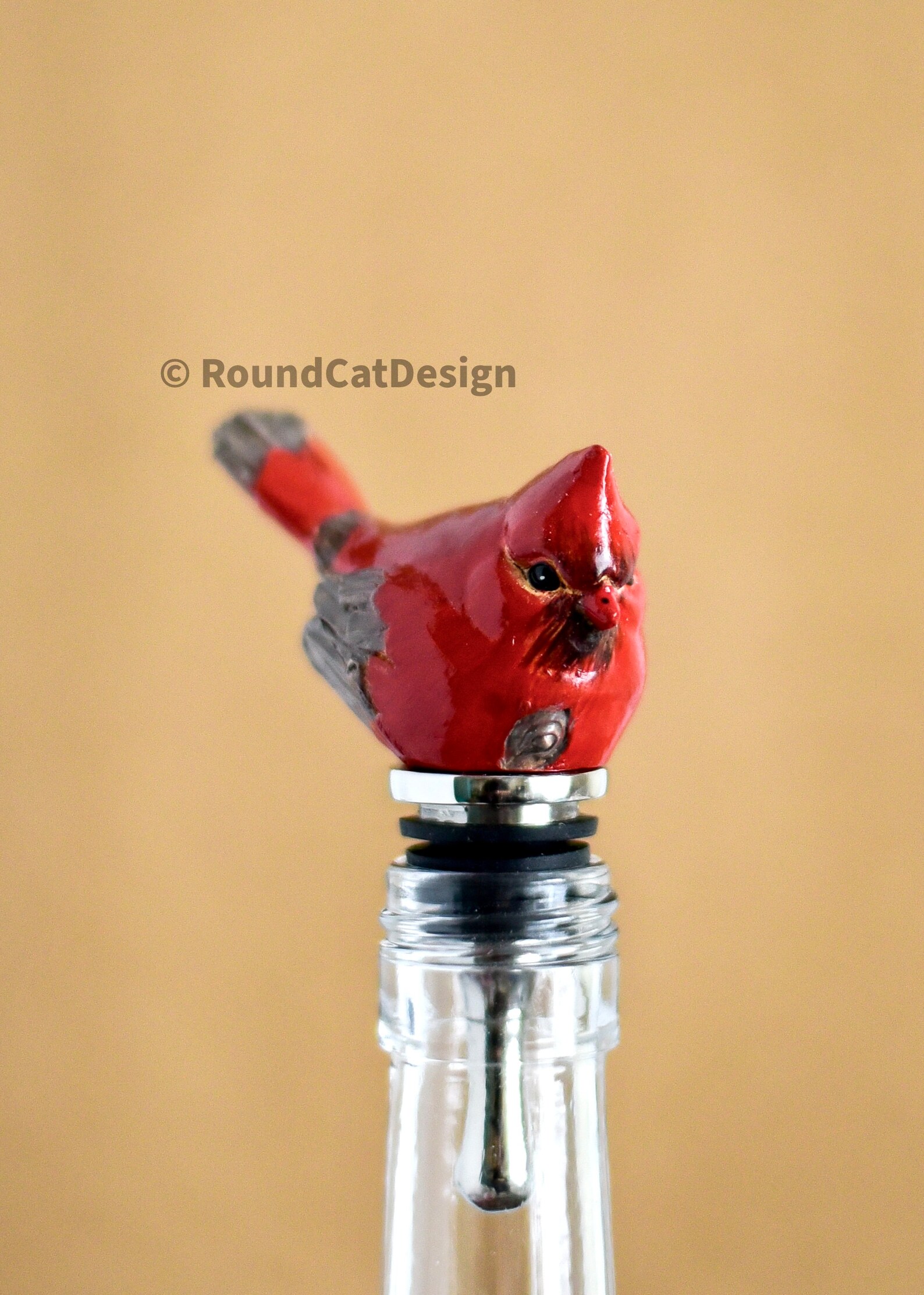 Folk Art Cardinal Bottle Stopper. - Etsy