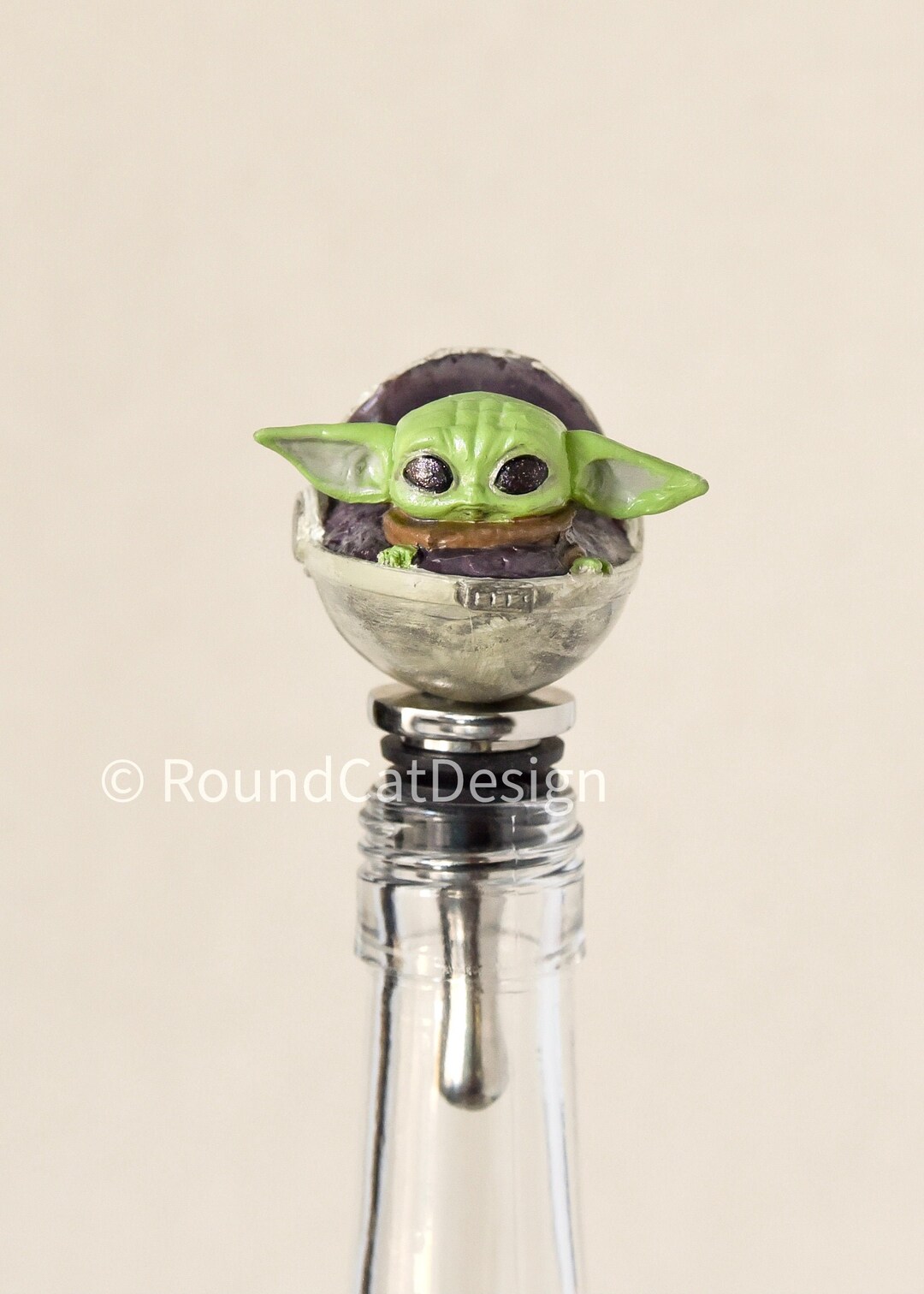 Grogu, A.k.a. Baby Yoda, in His Flying Pod Bottle Stopper. - Etsy