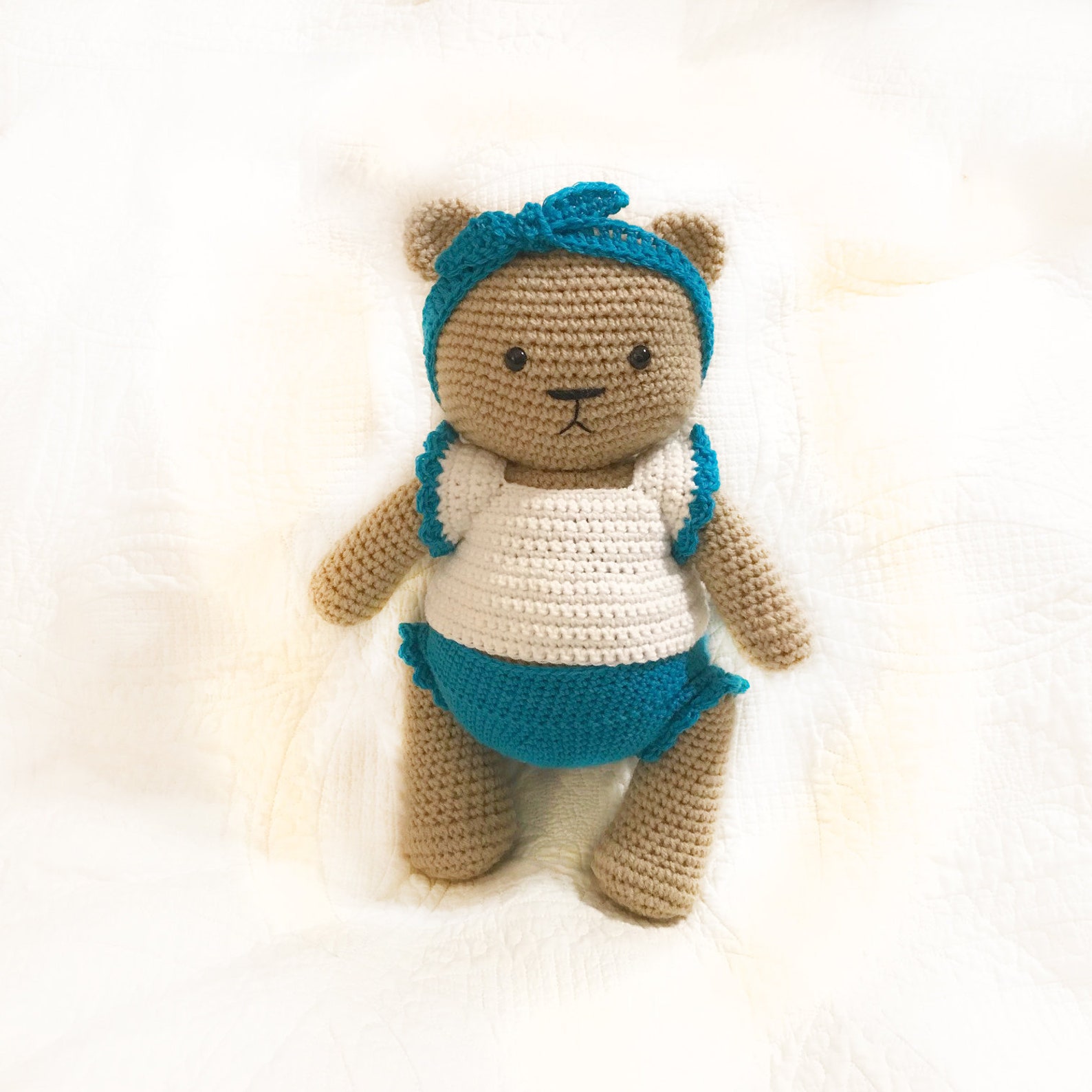 My Classic Teddy Bear With Ruffled Outfit and Headband - Etsy