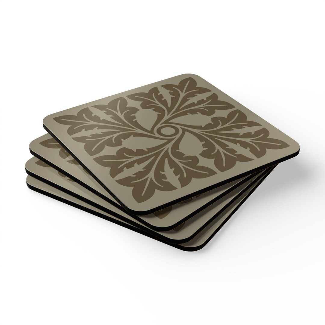 Art Nouveau Gothic Revival Cork Back MDF Coaster Set I - Etsy