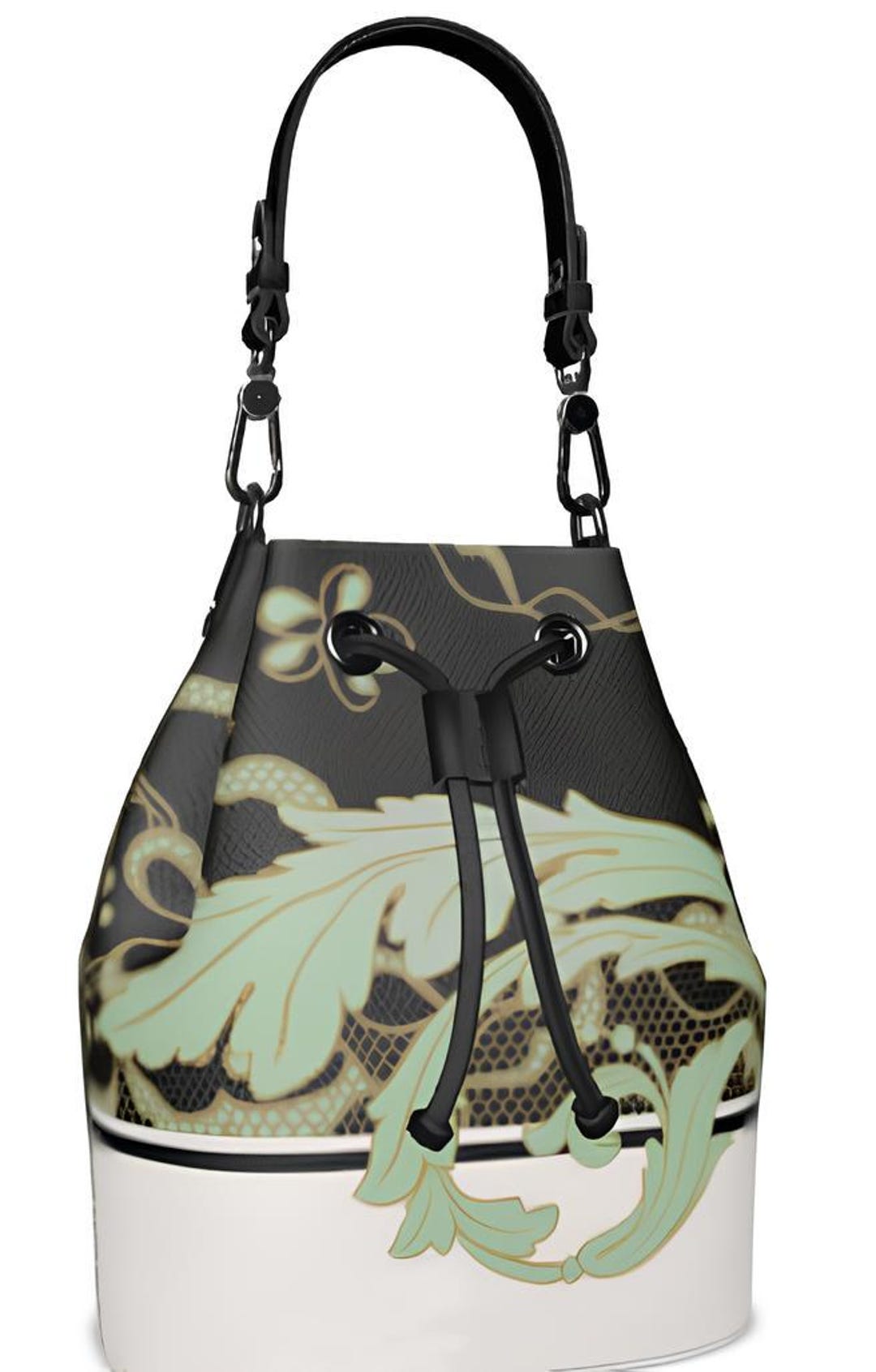 Leather Bucket Bag by Pagan Sol With Verdigris Scroll & Filegree Design ...