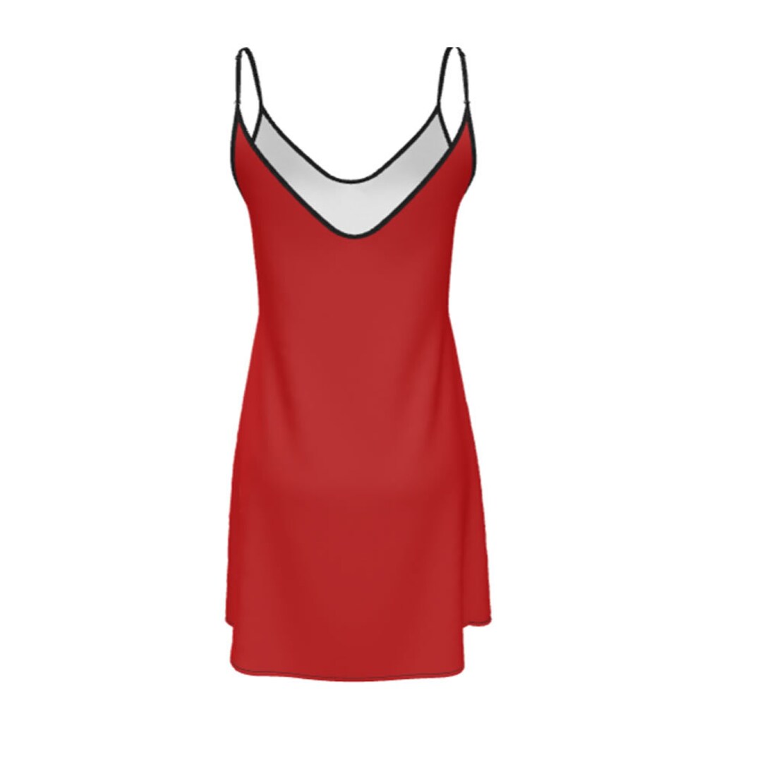 Handmade Fiery Red Silk Satin Slip Dress Trimmed in Black With ...