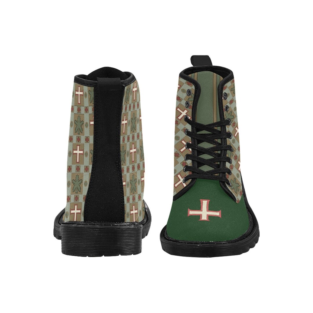 Byzantine Lace-up Canvas Boots – Winter Floral Combat Style for Women ...