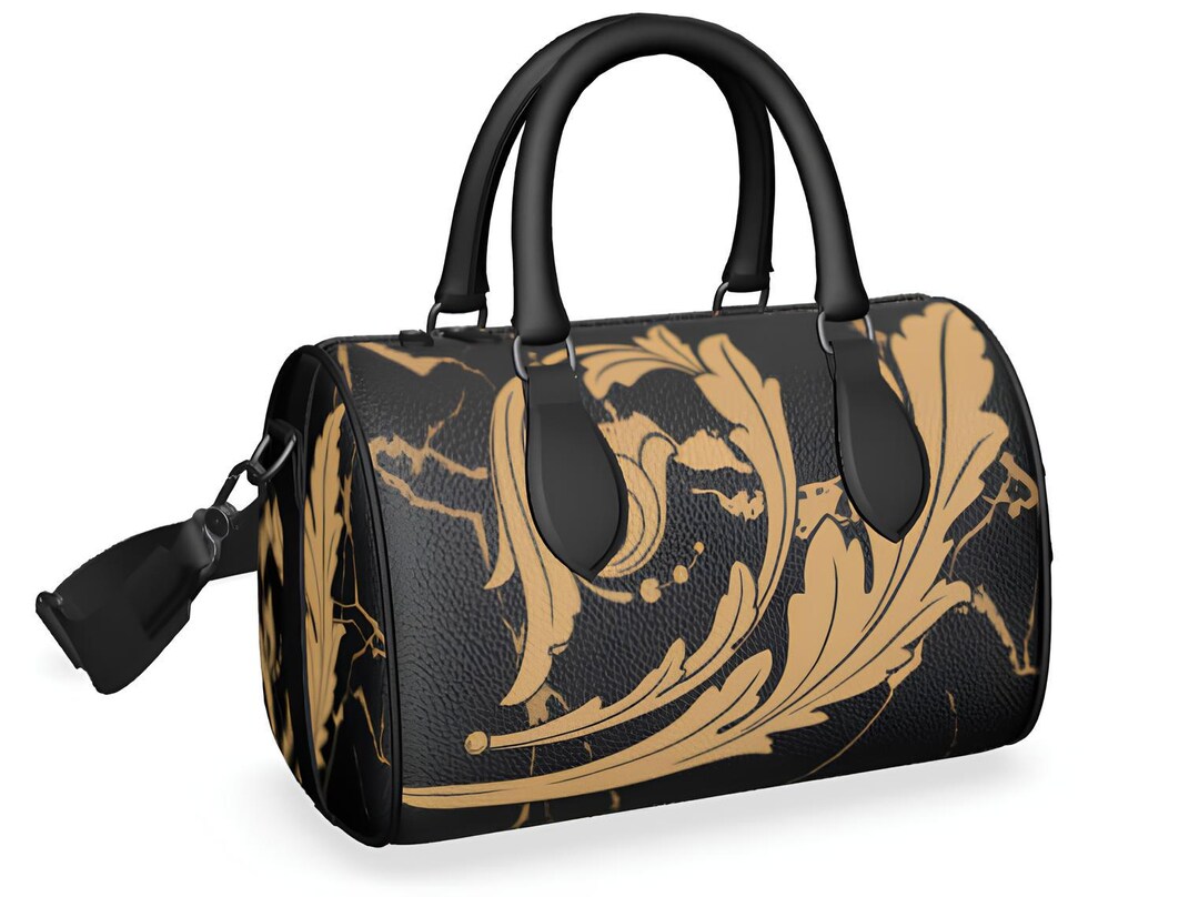 Handcrafted Terracotta Scroll on Black Marble Duffle Bag High-end ...