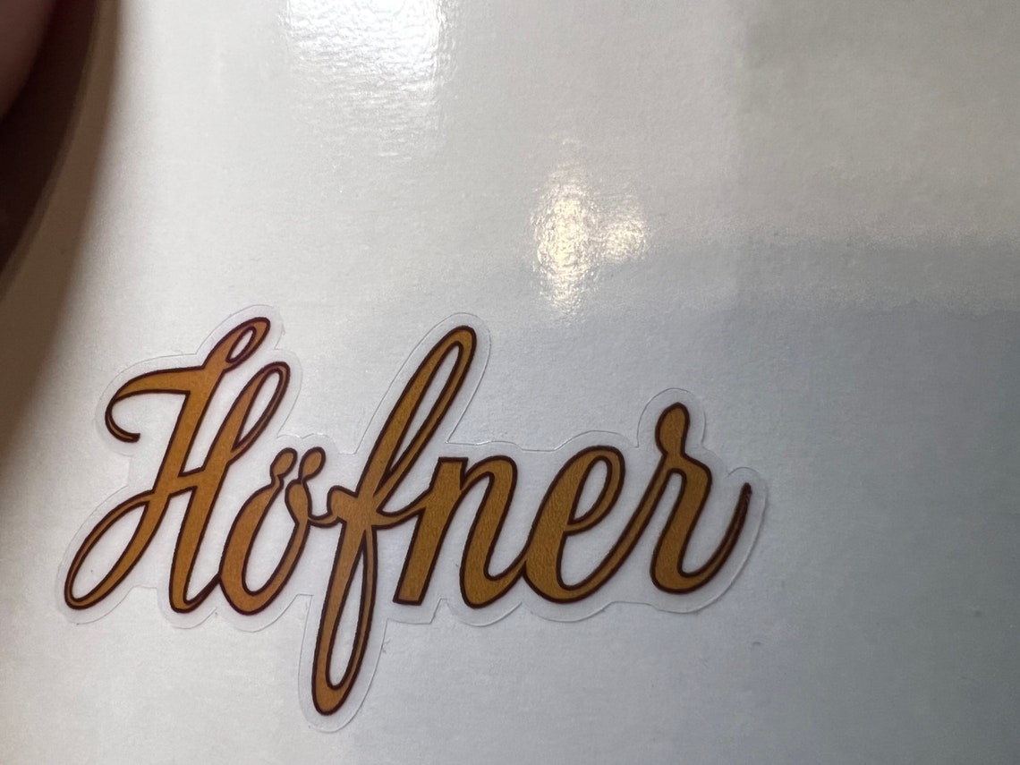 Hofner Headstock Logo Sticker, Clear Vinyl Fender Decal, Compete Hofner ...