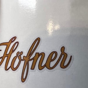 Hofner Headstock Logo Sticker, Clear Vinyl Fender Decal, Compete Hofner ...