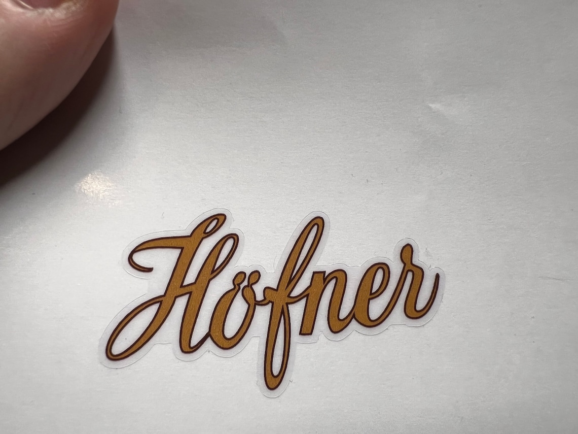 Hofner Headstock Logo Sticker, Clear Vinyl Fender Decal, Compete Hofner ...